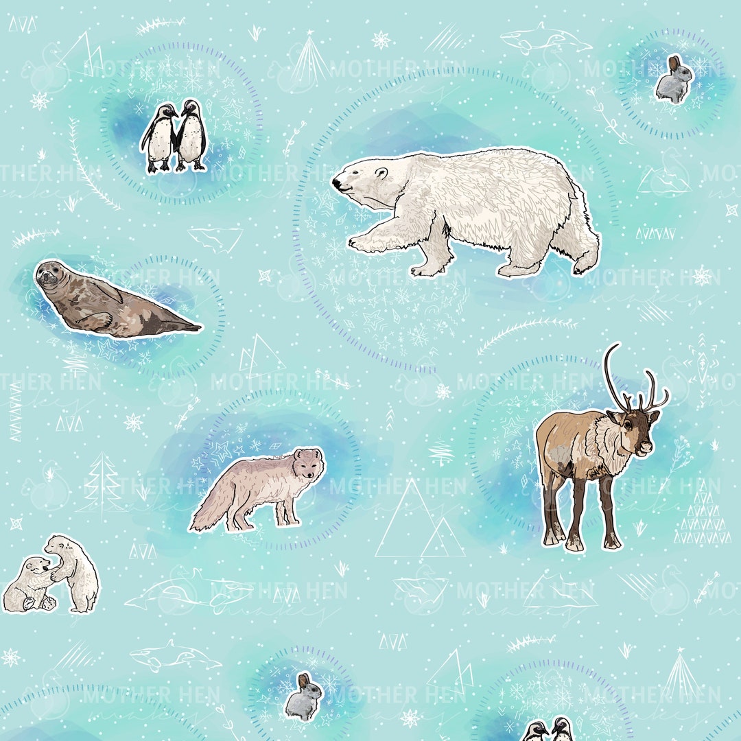 Arctic Animals • 24x20” • Ocean Colourway • Non Exclusive Design - Etsy