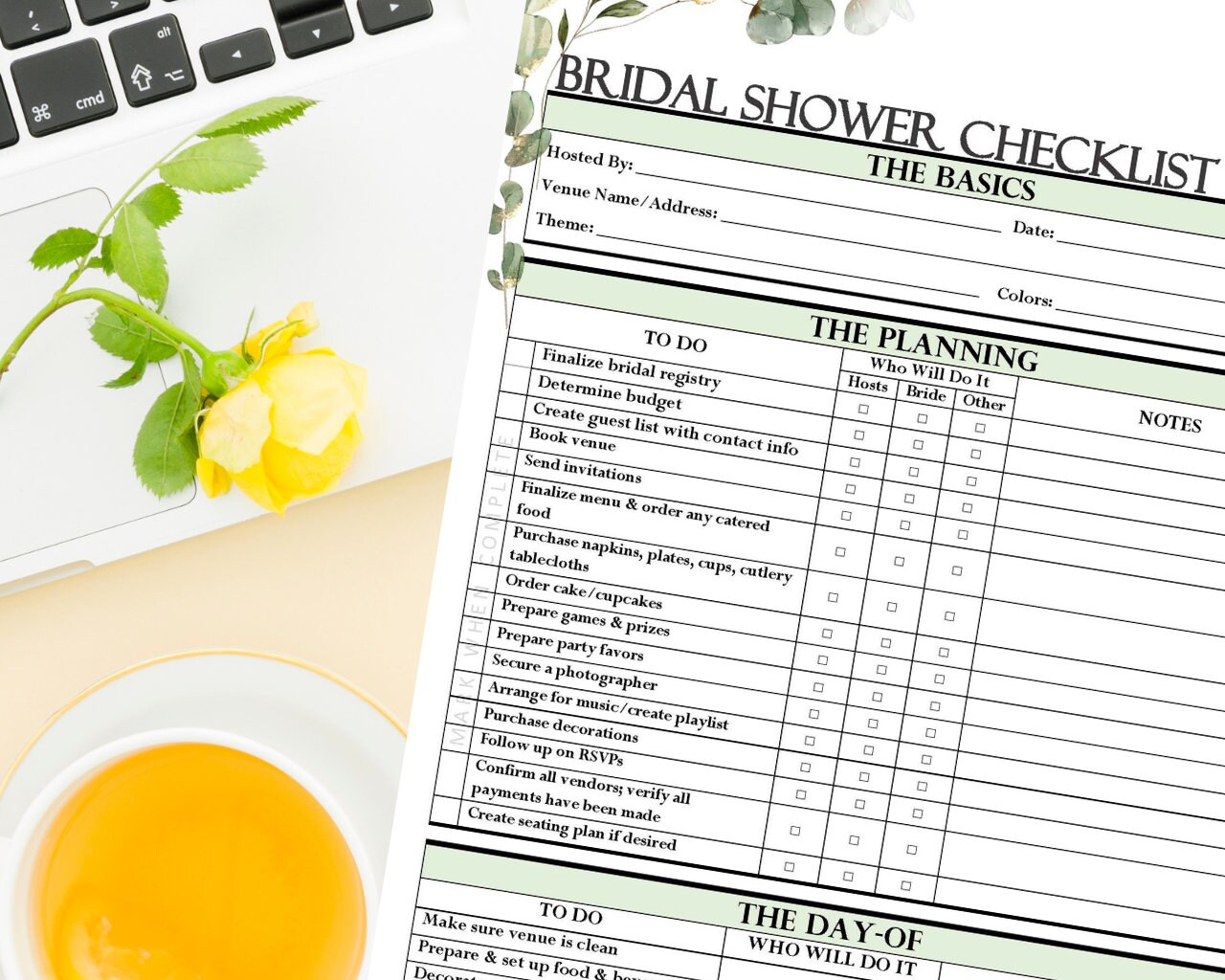 Printable Bridal Shower Checklist: Planning Guide (instant Download) - Etsy