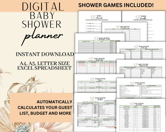 Excel Baby Shower Planner Excel Spreadsheet Digital Template, Hello ...
