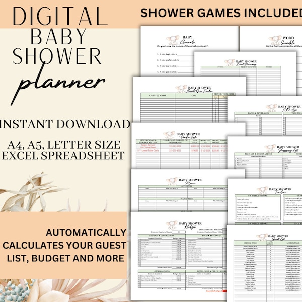 Baby Shower Excel Template - Etsy