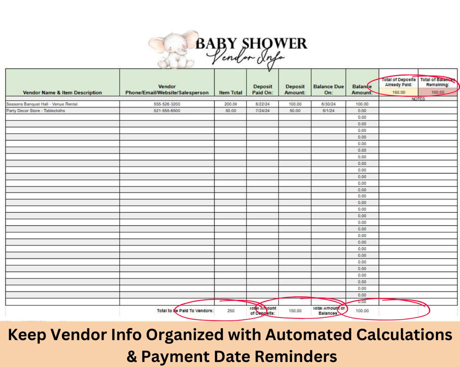 Google Sheets Baby Shower Planner Spreadsheet Template, Digital ...