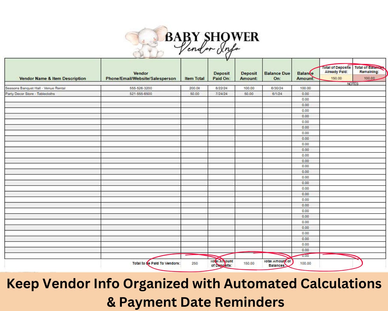 Google Sheets Baby Shower Planner Spreadsheet Template, Digital ...