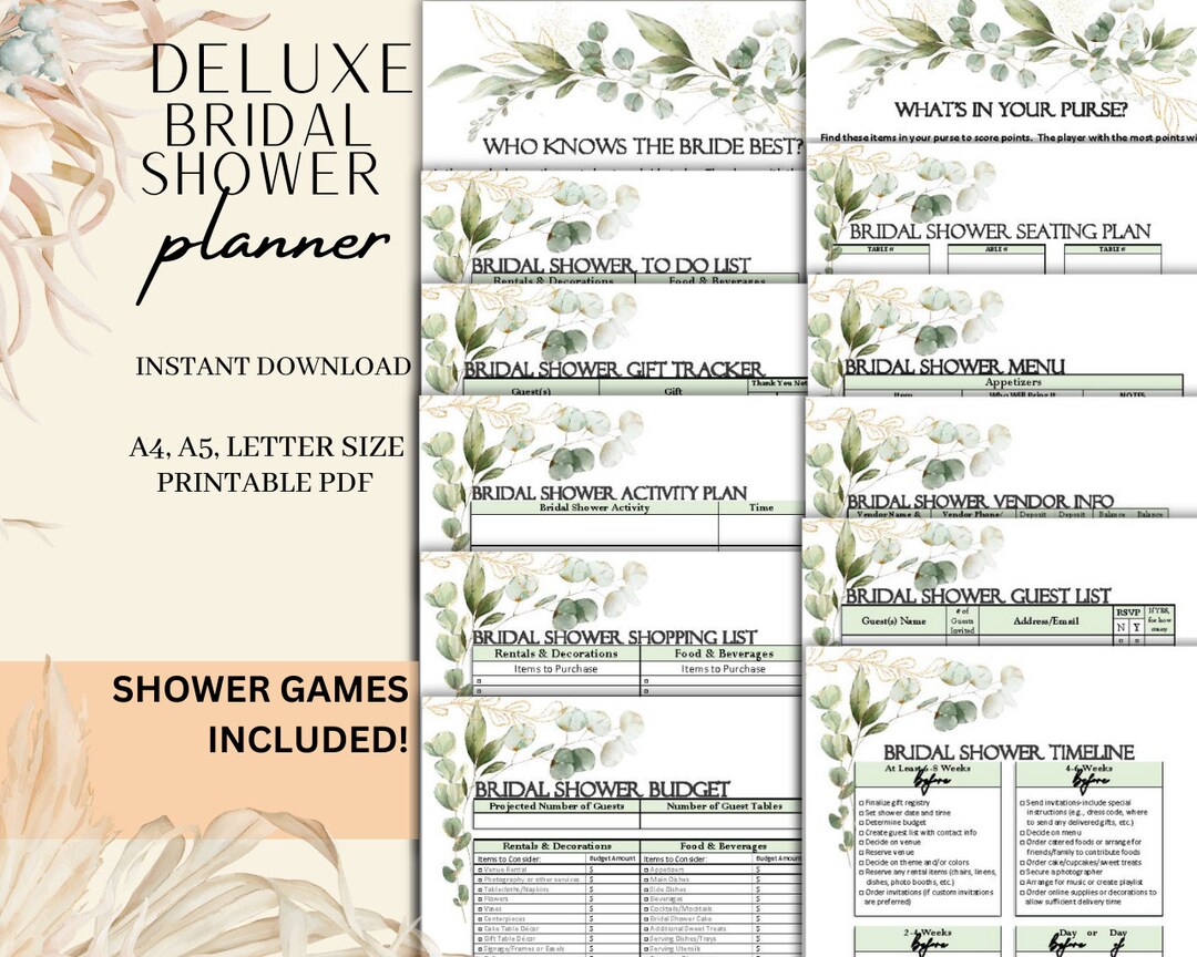 Bridal Shower Printable Planner, Planning Guide for Maid of Honor ...