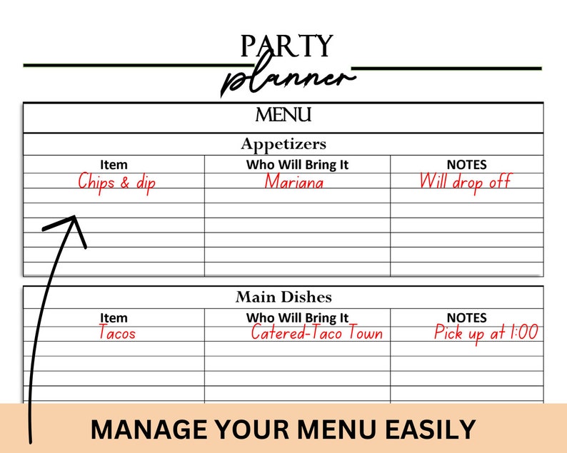 Party Planner, Event Planner, Minimalist Printable Party Planner, Party ...