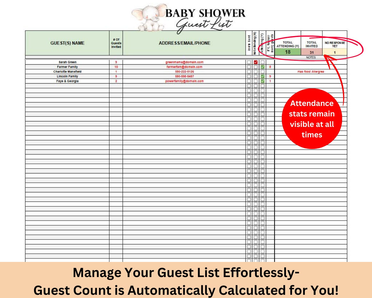 Google Sheets Baby Shower Planner: Organizer, Budget, Games (digital ...