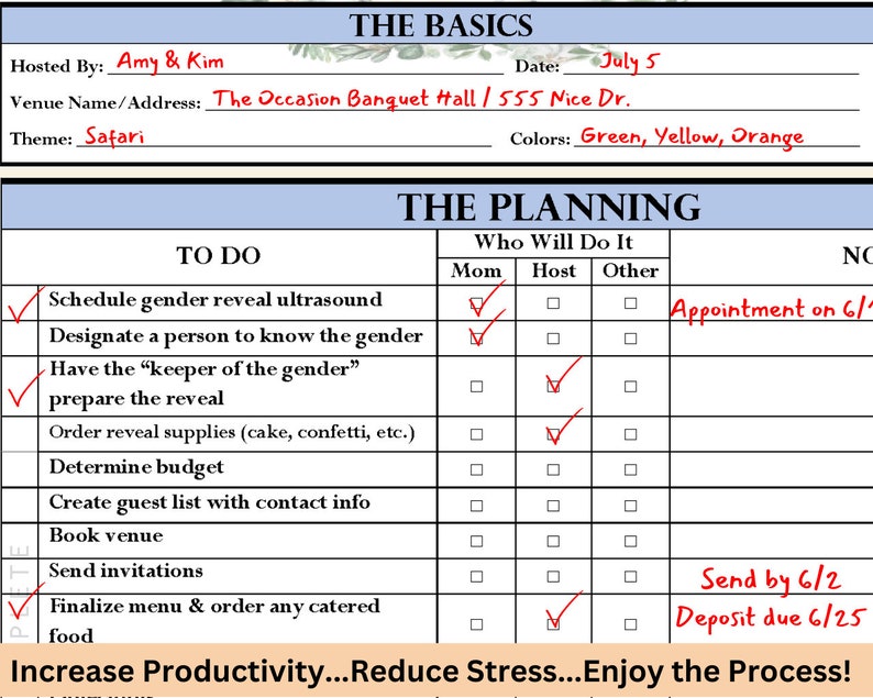 Printable Editable Gender Reveal Planning Template Checklist - Etsy