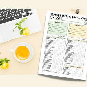 Printable Baby Shower Gender Reveal Checklist Instant Download - Etsy