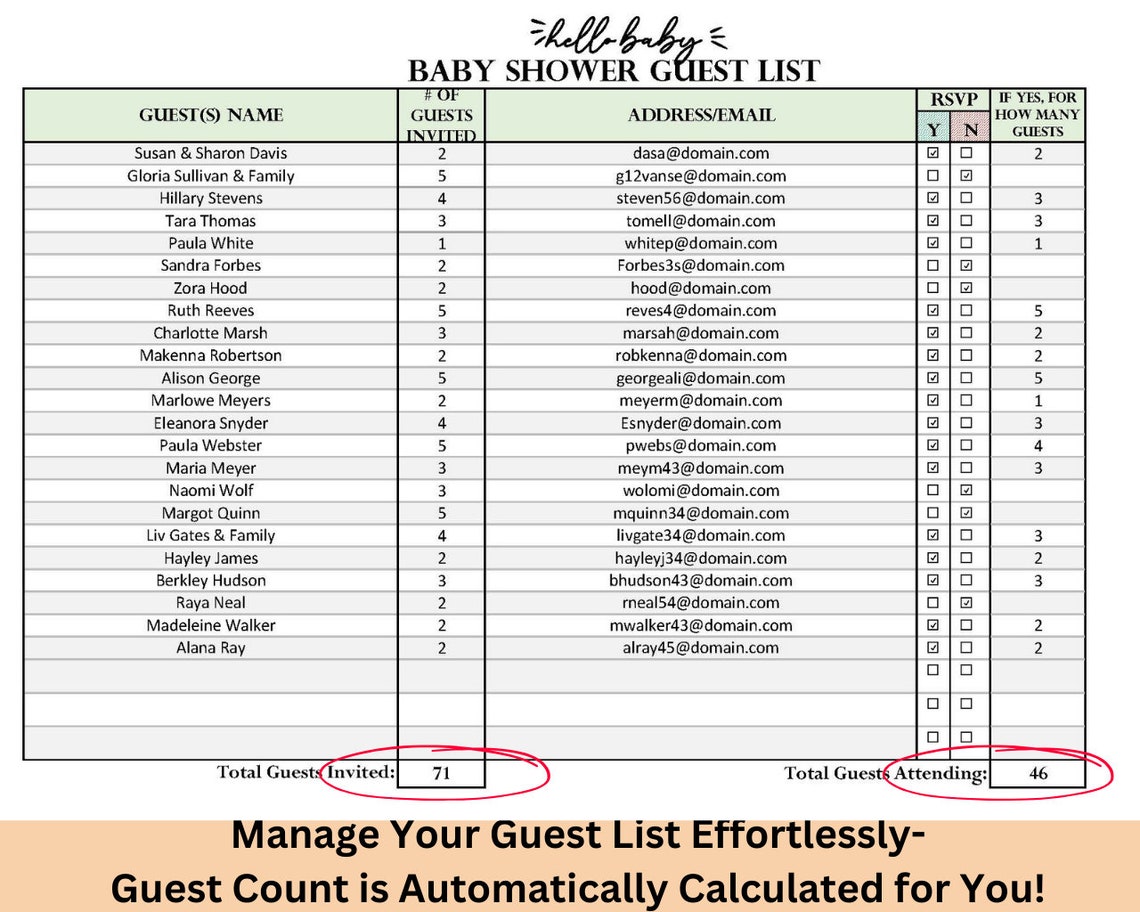 Excel Baby Shower Planner Excel Spreadsheet Digital Template, Hello Baby Shower, Baby Shower to ...