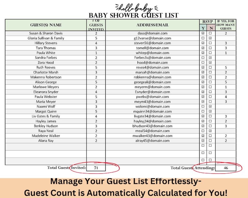 Excel Baby Shower Planner Excel Spreadsheet Digital Template, Hello ...