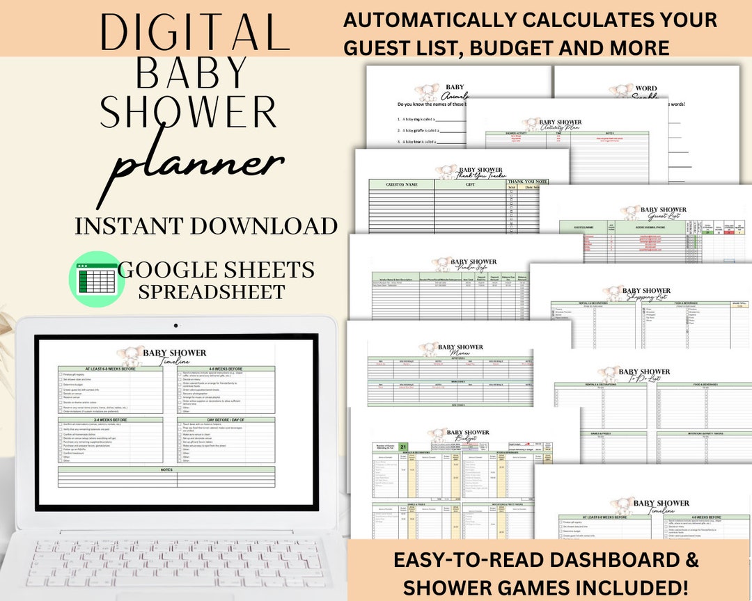 Google Sheets Baby Shower Planner Spreadsheet Template, Digital ...