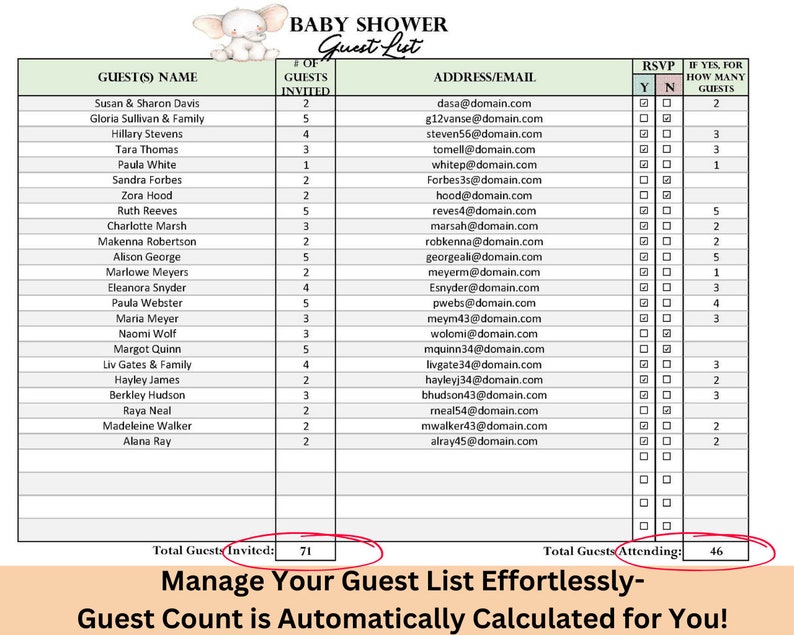 Digital Baby Shower Planner Excel Spreadsheet Template - Etsy