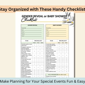Baby Shower and Gender Reveal Planning Checklist-instant Download - Etsy