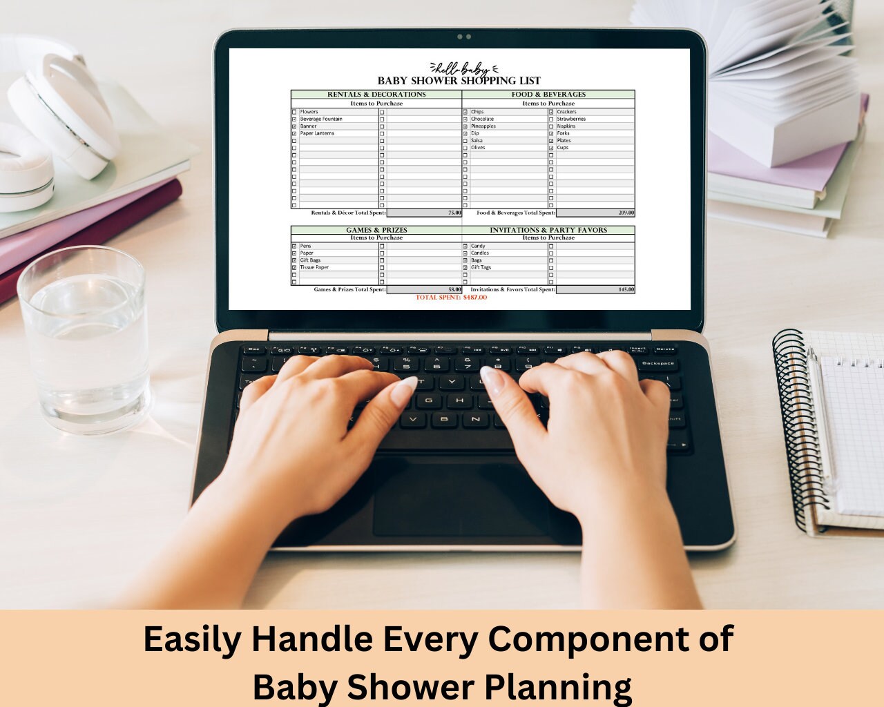 Excel Baby Shower Planner Excel Spreadsheet Digital Template, Hello ...