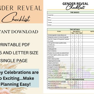 Printable Editable Gender Reveal Planning Template Checklist - Etsy