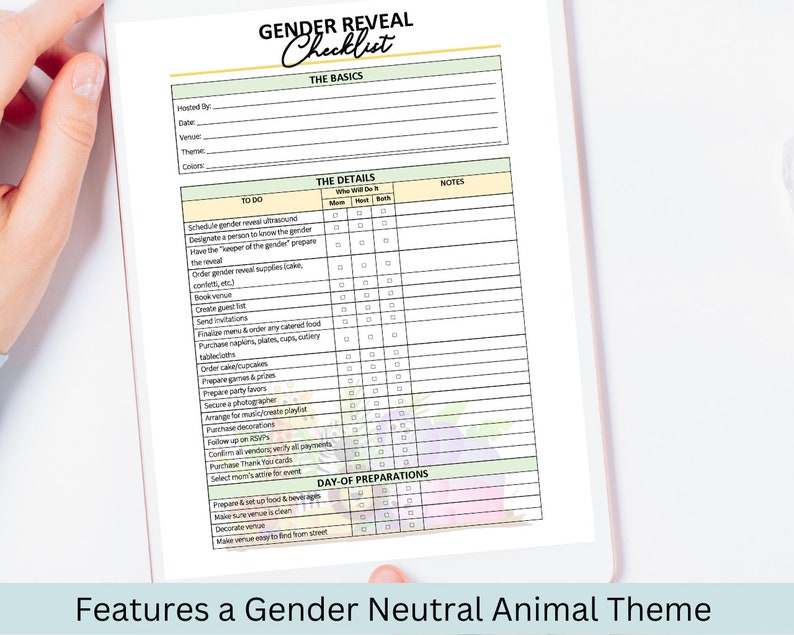 Printable Editable Gender Reveal Planning Template Checklist - Etsy