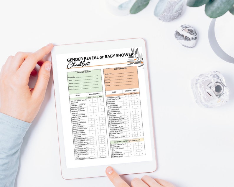 Printable Baby Shower Gender Reveal Checklist Instant Download Template ...