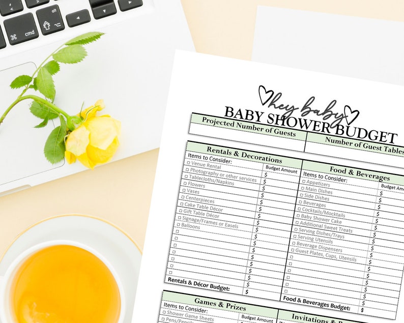 Plantilla imprimible de Baby Shower Planner, juegos incluidos ...