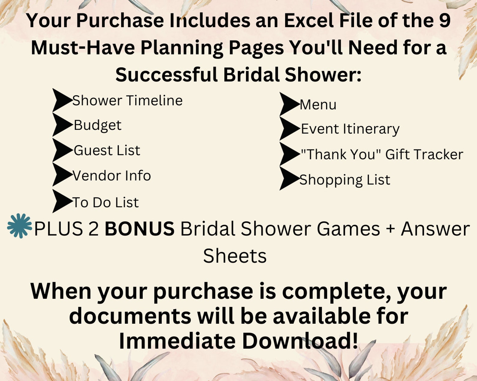 Digital Bridal Shower Planner: Excel Spreadsheet Template (digital ...
