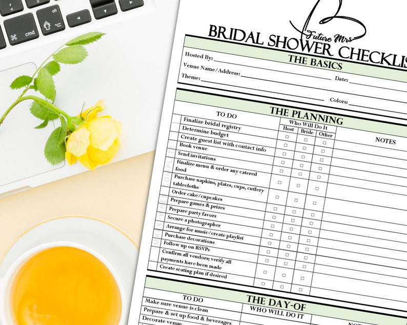 Bridal Shower Checklist: Printable Planning Guide (PDF Download - Etsy