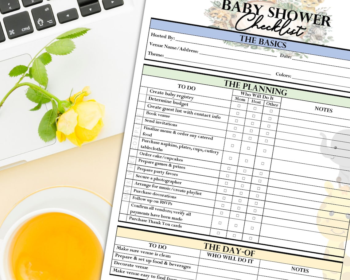 Printable Baby Shower Planning Template Editable Checklist - Etsy