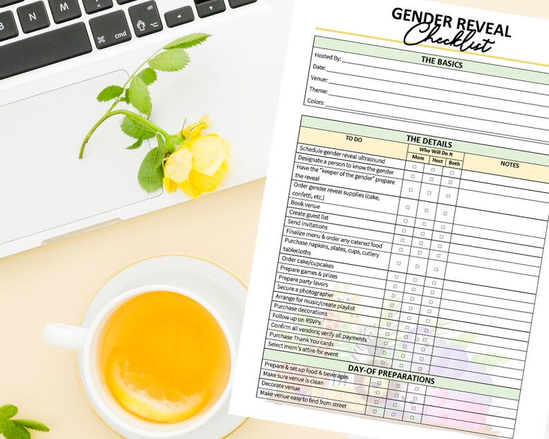 Printable Editable Gender Reveal Planning Template Checklist - Etsy