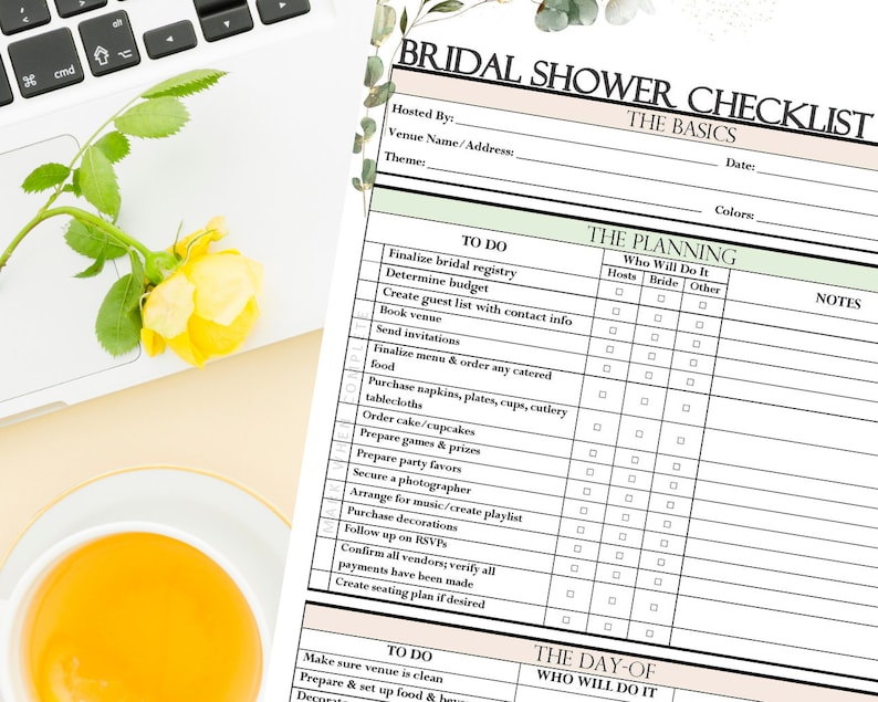 Bridal Shower Checklist Printable: Maid of Honor Planner (digital ...