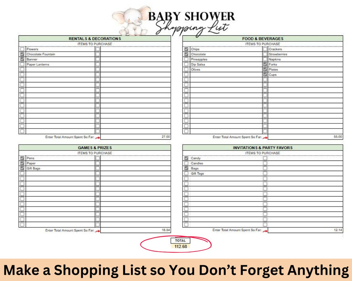 Google Sheets Baby Shower Planner: Organizer, Budget, Games (digital ...