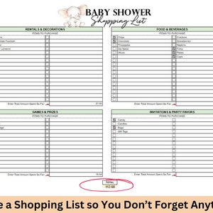 Google Sheets Baby Shower Planner: Organizer, Budget, Games (digital ...