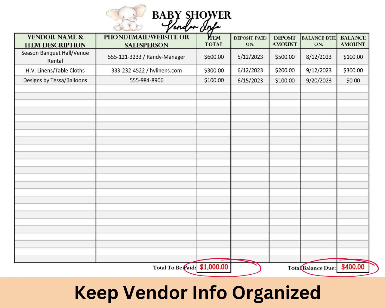 Digital Baby Shower Planner Excel Spreadsheet Template - Etsy