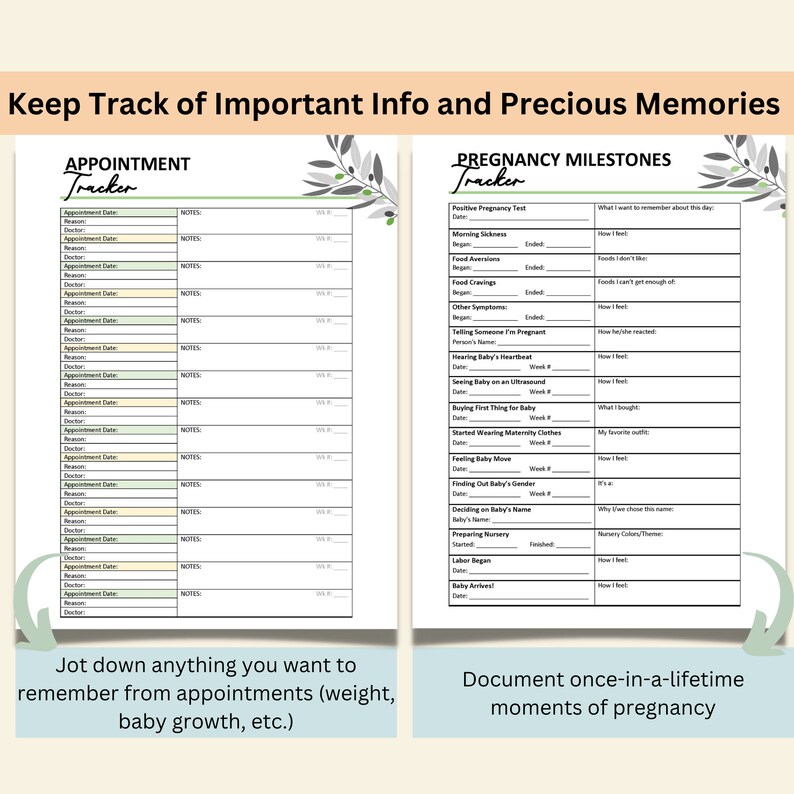 Digital Printable Pregnancy Planner Pregnancy Journal Template - Etsy