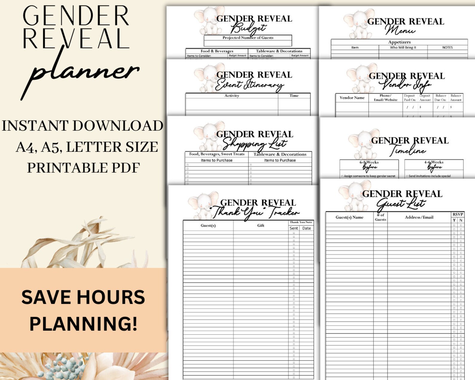 Printable Gender Reveal Planner Bundle Instant Download - Etsy