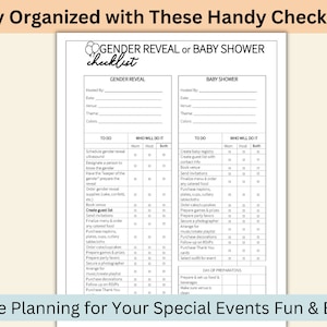 Printable Baby Shower Gender Reveal Planning Template - Etsy