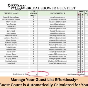 Digital Bridal Shower Planner: Excel Spreadsheet Template (digital ...