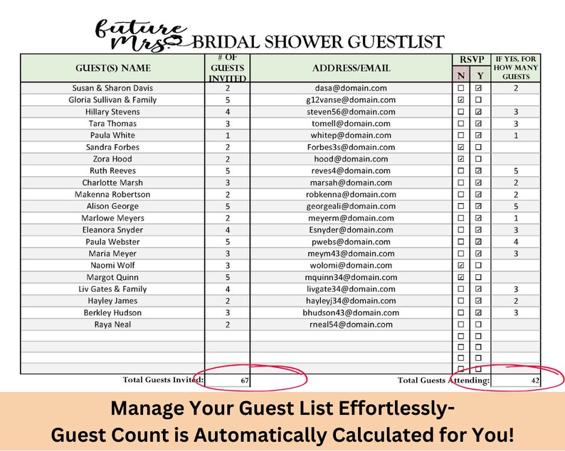Digital Bridal Shower Planner: Excel Spreadsheet Template (digital ...