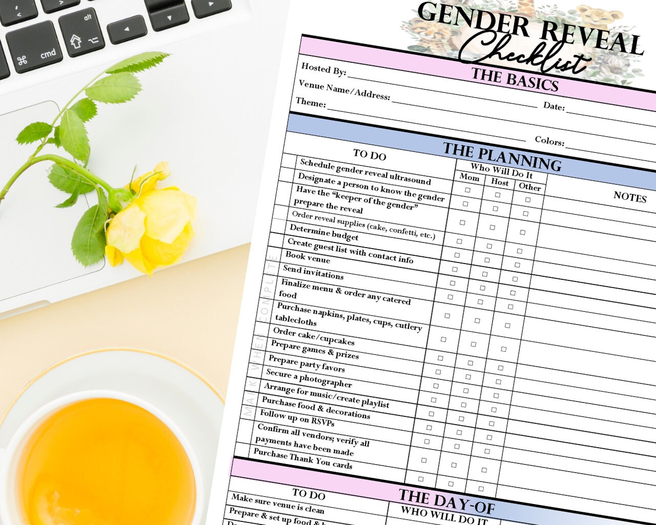 Printable Editable Gender Reveal Planning Template Checklist - Etsy