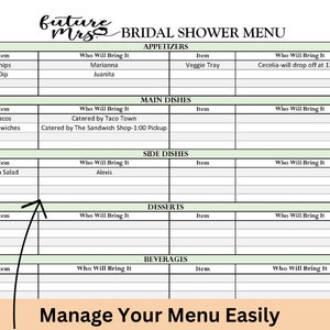 Digital Bridal Shower Planner: Excel Spreadsheet Template (digital ...