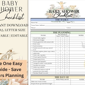 Printable Baby Shower Planning Template Editable Checklist - Etsy