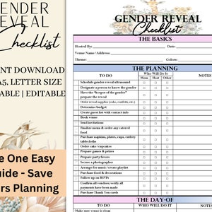 Printable Editable Gender Reveal Planning Template Checklist - Etsy