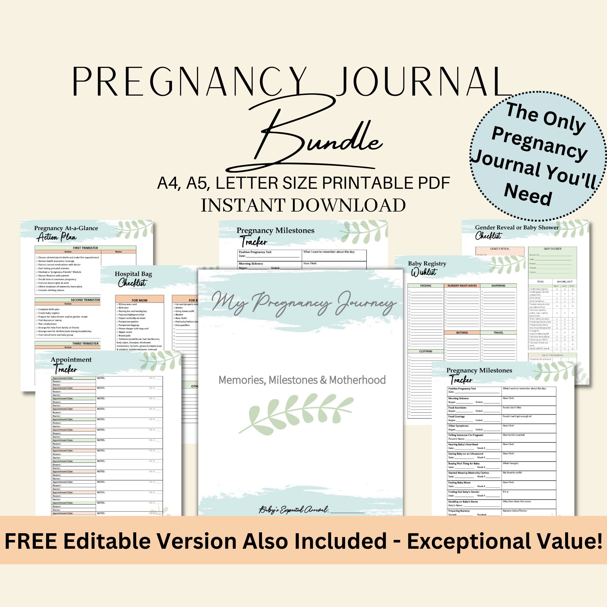 Digital Printable Pregnancy Planner Pregnancy Journal Template - Etsy