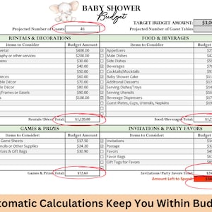 Digital Baby Shower Planner Excel Spreadsheet Template - Etsy