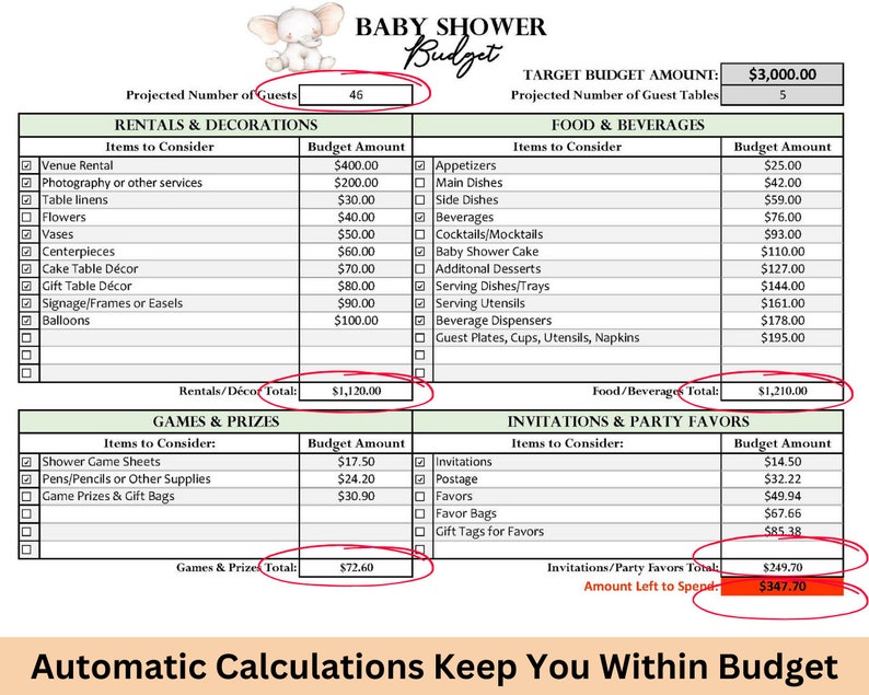 Digital Baby Shower Planner Excel Spreadsheet Template - Etsy