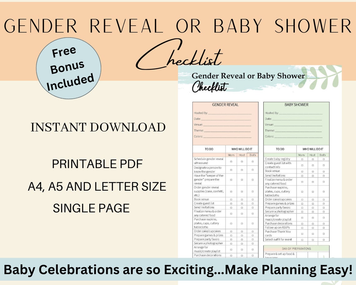 Printable Baby Shower and Gender Reveal Editable Template - Etsy