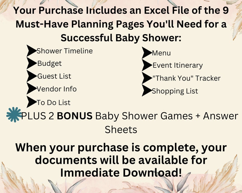 Digital Baby Shower Planner Excel Spreadsheet Template - Etsy