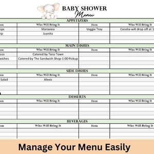 Digital Baby Shower Planner Excel Spreadsheet Template - Etsy