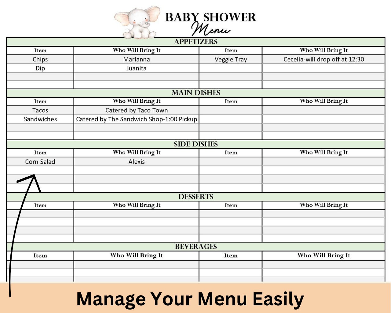 Digital Baby Shower Planner Excel Spreadsheet Template - Etsy