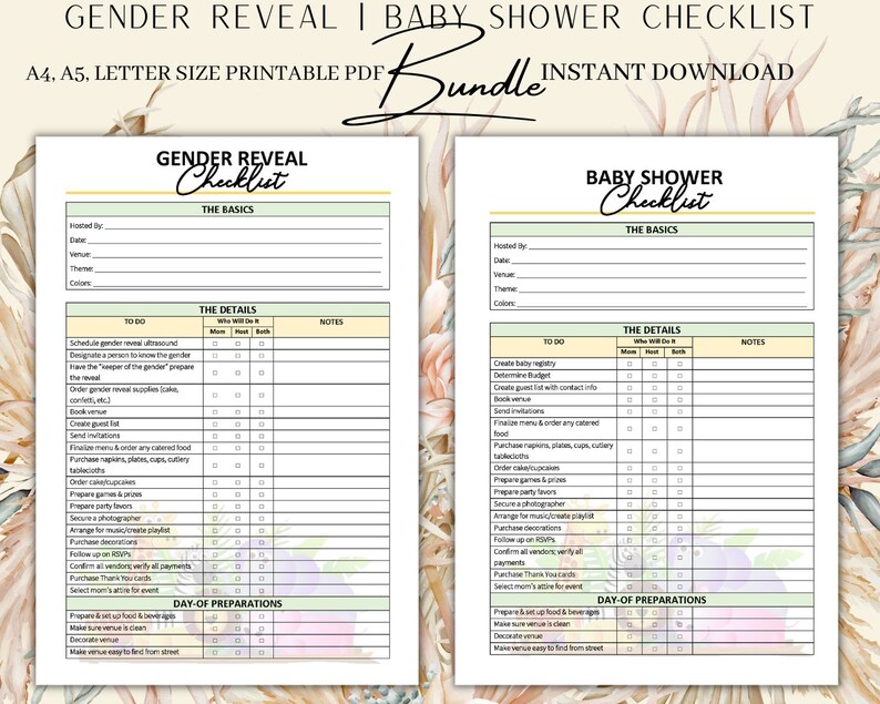 Printable Baby Shower Gender Reveal Planner Bundle Instant Download ...