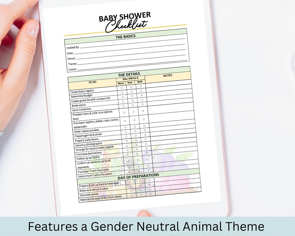 Printable Baby Shower Planning Template Checklist - Etsy