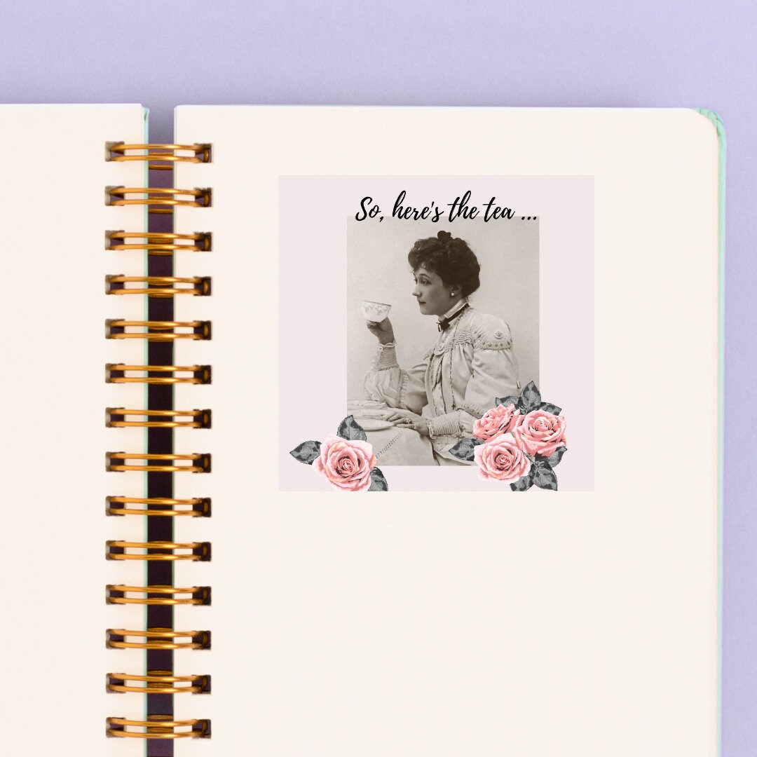 Here's the Tea Victorian Gossip Art Sticker - Etsy