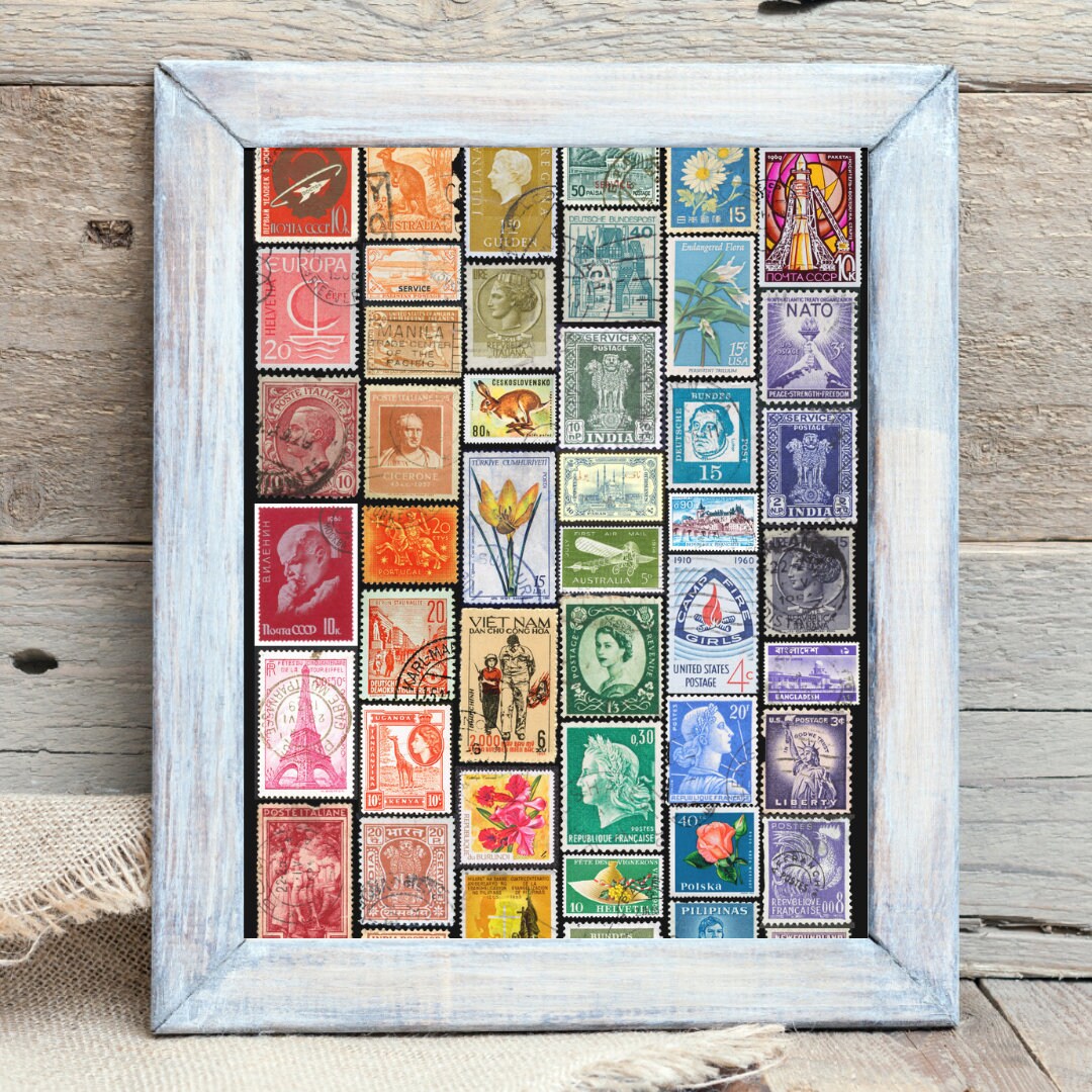 Vintage Rainbow Stamps Art Print - Etsy