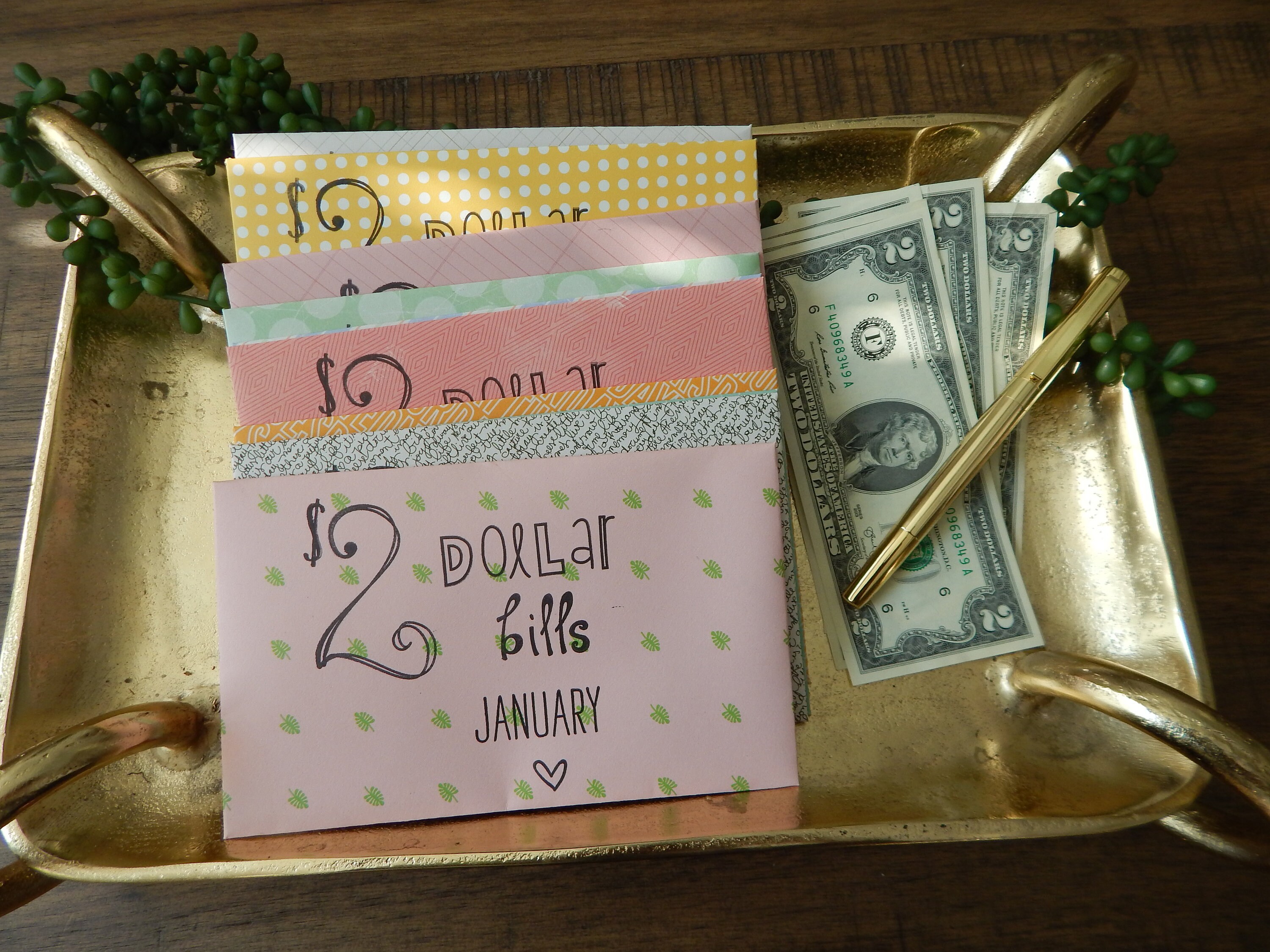 2 Dollar Bill Money Envelopes, Hand Stamped Money Envelopes, Money ...